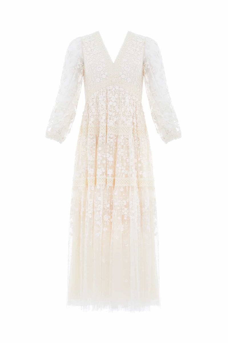 Celestia Ribbon Ankle Gown – Champagne | Needle & Thread