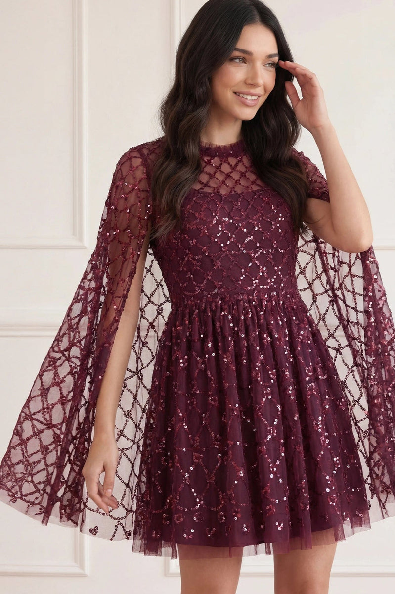 Heart Lattice Micro Mini Dress – Purple | Needle & Thread