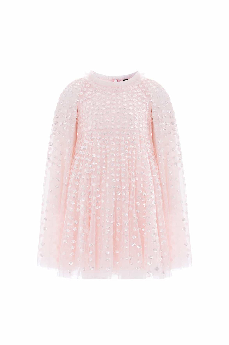 Raindrop Cape Kids Dress – Pink | Needle & Thread