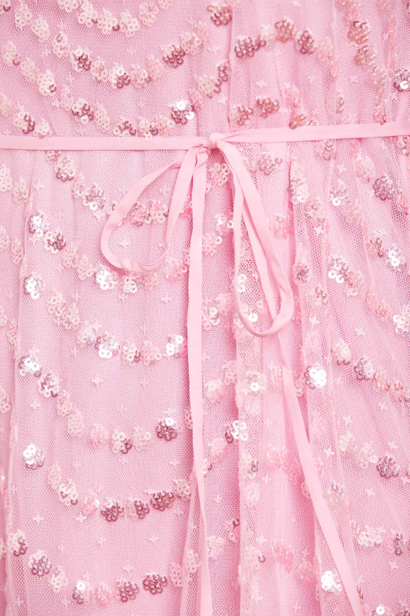 Shimmer Wave Gloss One-Shoulder Micro Mini Dress – Pink | Needle & Thread