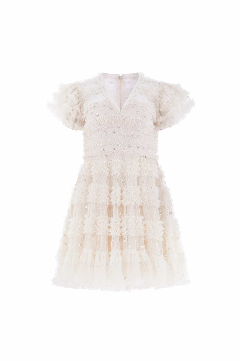 Vivian V-Neck Micro Mini Dress – Champagne | Needle & Thread